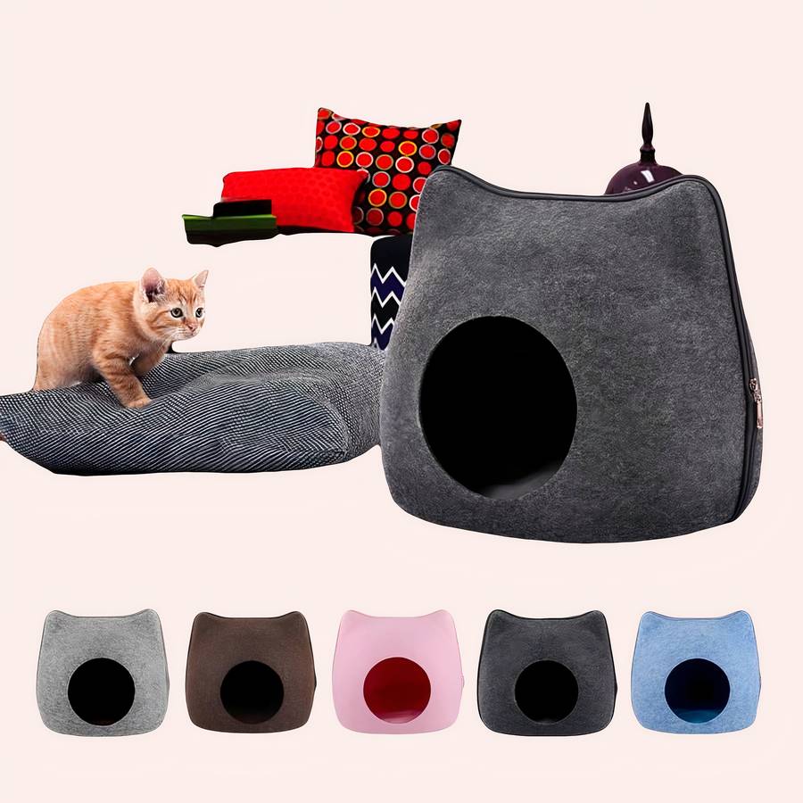 Niche en tissu feutré pour chat - Chatounette